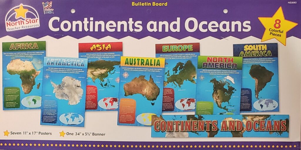 Continents and Oceans Bulletin Board Set - Home Messenger