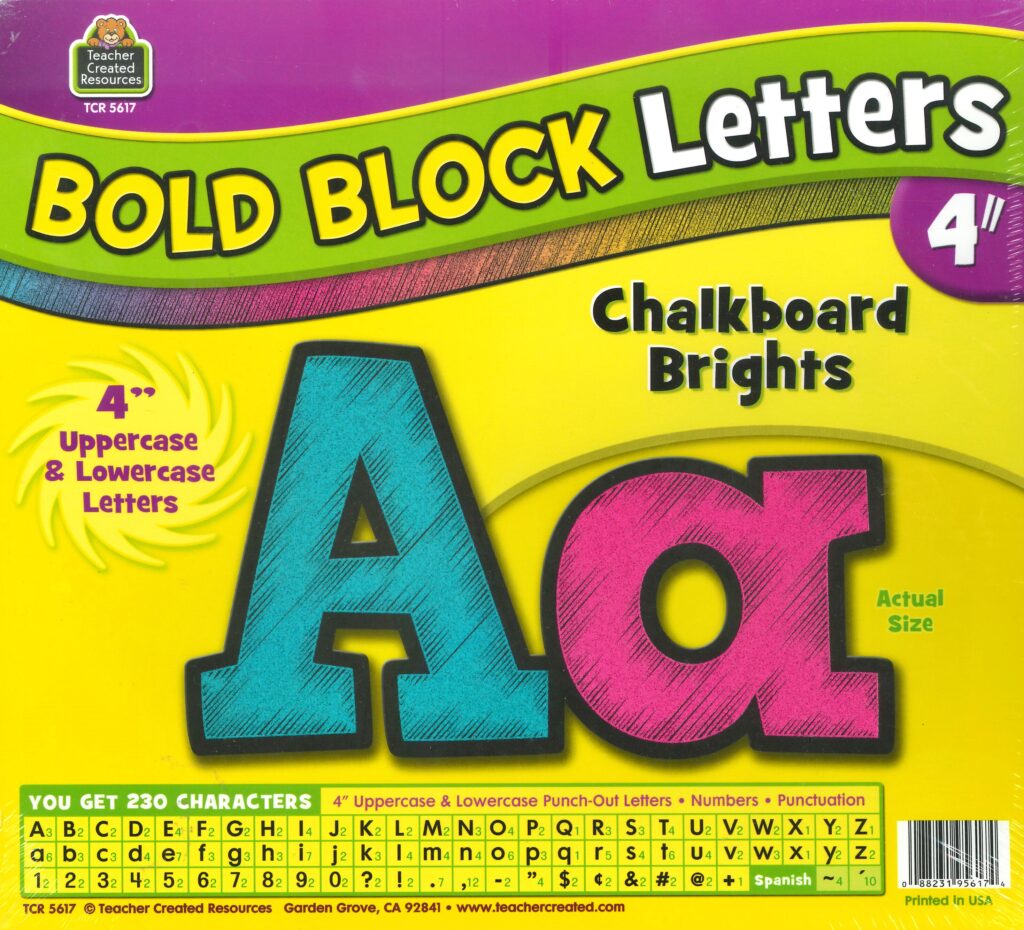 Chalkboard Brights Bold Block Letters 4" - Home Messenger